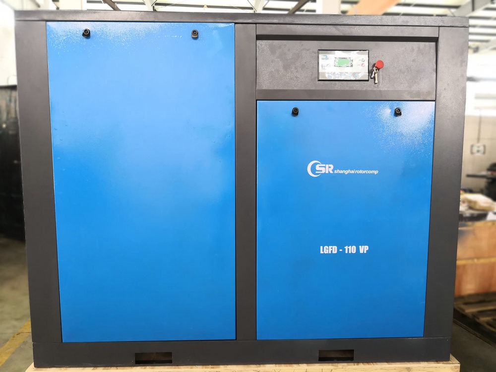 Blue Oil Injected Rotary Screw Compressor , Horizontal Air Compressor ...