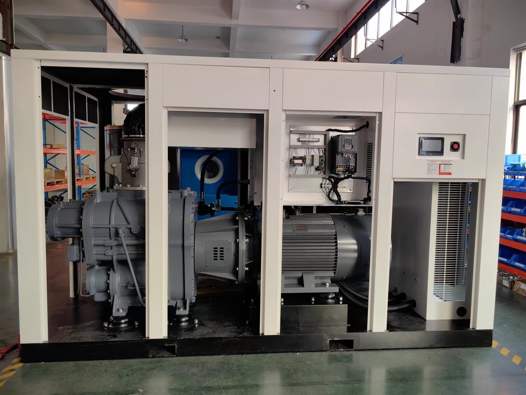 Two Stage 75kw / 100hp Rotary VSD Screw Compressor Permanent Magnet